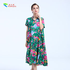 Beautiful Breathable Women'S Long Floral Dresses Cotton Material With Pockets