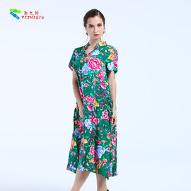 Beautiful Breathable Women'S Long Floral Dresses Cotton Material With Pockets