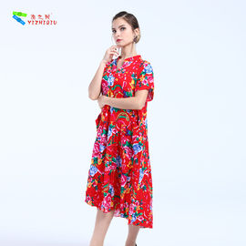 Natural Waistline Long Cotton Summer Dresses Chinese Style Pattern ZTZS501