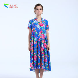Beautiful Vacation Blue Long Cotton Summer Dresses Traditional Chinese Clothing