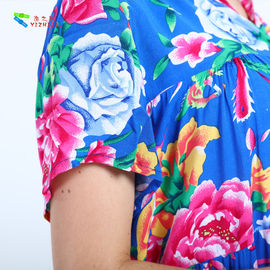 Beautiful Vacation Blue Long Cotton Summer Dresses Traditional Chinese Clothing