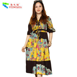 Casual Cotton Plus Size Long Summer Dresses Yellow / Customized Color