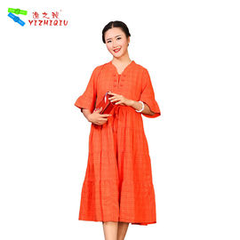 Comfortable Cotton Summer Clothing Ladies Dresses Washable , Mid - Calf Length