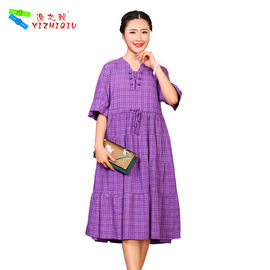 Comfortable Cotton Summer Clothing Ladies Dresses Washable , Mid - Calf Length