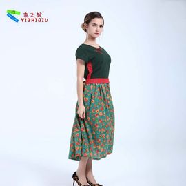 Anti Static Long Cotton Summer Dresses Flower Printed China Vintage Style