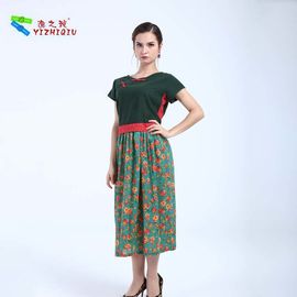 Anti Static Long Cotton Summer Dresses Flower Printed China Vintage Style