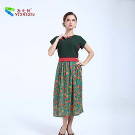 Anti Static Long Cotton Summer Dresses Flower Printed China Vintage Style