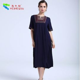 YIZHIQIU embroidered green women boho dress