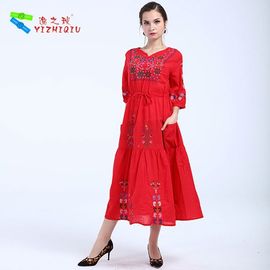 YIZHIQIU embroidery floral boho dress