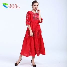 YIZHIQIU embroidery floral boho dress