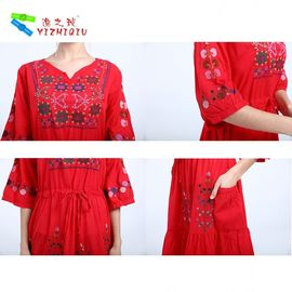 YIZHIQIU embroidery floral boho dress