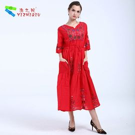 YIZHIQIU embroidered loose fit boho dress
