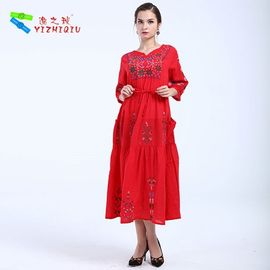 YIZHIQIU embroidered loose fit boho dress