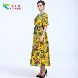 Elegant Casual Floral Dresses Anti - Wrinkle , 100 Percent Cotton Material