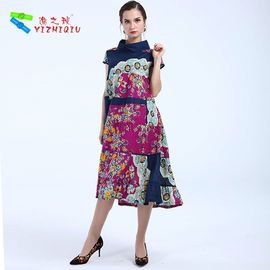 None Decoration Cotton Summer Clothing O Neck Long Floral Dresses For Women