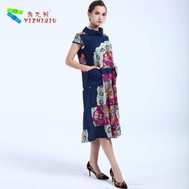None Decoration Cotton Summer Clothing O Neck Long Floral Dresses For Women
