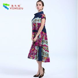 None Decoration Cotton Summer Clothing O Neck Long Floral Dresses For Women