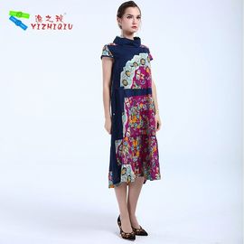 None Decoration Cotton Summer Clothing O Neck Long Floral Dresses For Women