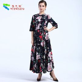 Adults Cotton Summer Clothing Dress Fit And Flare Silhouette , Floral Pattern Type