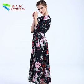 Adults Cotton Summer Clothing Dress Fit And Flare Silhouette , Floral Pattern Type
