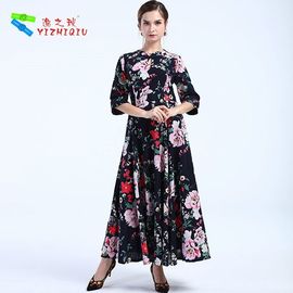 Adults Cotton Summer Clothing Dress Fit And Flare Silhouette , Floral Pattern Type