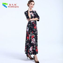 Adults Cotton Summer Clothing Dress Fit And Flare Silhouette , Floral Pattern Type