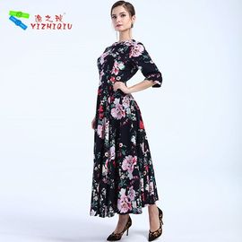 Adults Cotton Summer Clothing Dress Fit And Flare Silhouette , Floral Pattern Type