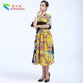 Anti Shrink Women'S Floral Print Dresses , Cotton Long Frock For Summer