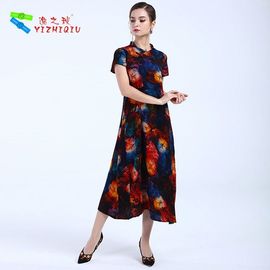 Long Floral Summer Dresses Vestidos / Long Cotton Dress With Short Sleeves