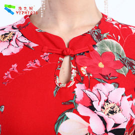 Empire Waistline Embroidered Chinese Style Dress Linen Vintage Dress
