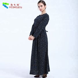 Black Cotton Ladies Long Sleeve Dresses Boho Autumn Dress Ankle - Length