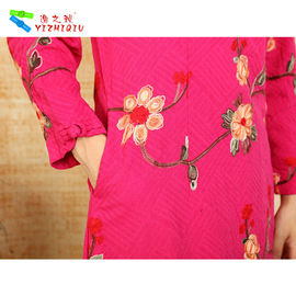 Floral Printed Ladies Cotton Clothing Long Sleeve Winter Dresses Customized Color