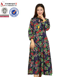 Chinese Retro Ladies Long Sleeve Dresses With Mandarin Collar Neckline