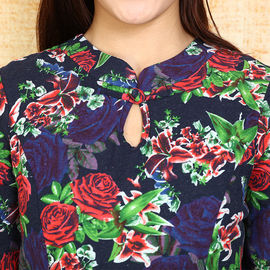 Chinese Retro Ladies Long Sleeve Dresses With Mandarin Collar Neckline