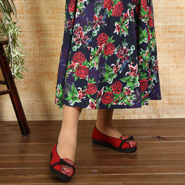 Chinese Retro Ladies Long Sleeve Dresses With Mandarin Collar Neckline