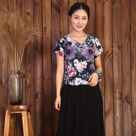 V Neck Original Chinese Style Blouse Customized Modified Shirts For Ladies
