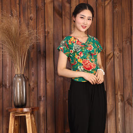 V Neck Original Chinese Style Blouse Customized Modified Shirts For Ladies