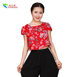 Custom Printed Floral Cotton Shirts Ethnic China Blouses
