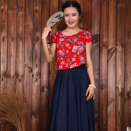 Custom Printed Floral Cotton Shirts Ethnic China Blouses