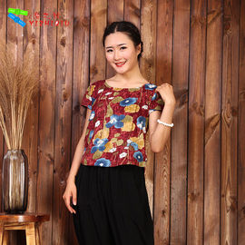 None Decoration Chinese Ladies Blouses , Printed Chinese Blouse For Women