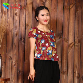 None Decoration Chinese Ladies Blouses , Printed Chinese Blouse For Women