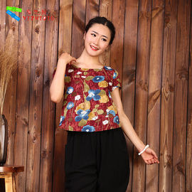 None Decoration Chinese Ladies Blouses , Printed Chinese Blouse For Women