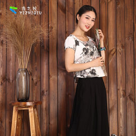 OEM Traditional Chinese Womens Casual Blouses Short Sleeve XS-XXXL