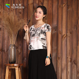 OEM Traditional Chinese Womens Casual Blouses Short Sleeve XS-XXXL