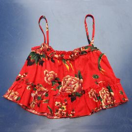 Sexy Printed Sleeveless Halter Crop Top S-XXXL Size , Ruffles Decoration