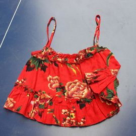 Sexy Printed Sleeveless Halter Crop Top S-XXXL Size , Ruffles Decoration