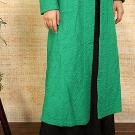 Quilted Embroidery Vintage Chinese Coat , Cotton Long Winter Coats For Ladies