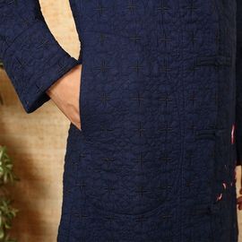 Cotton Padded Embroidery Chinese Winter Coats With Floral Pattern Type