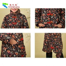 Long Sleeve Chinese Cotton Padded Jacket Floral Pattern Anti Shrink For Lady