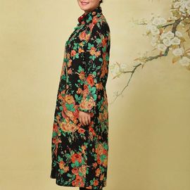 Casual Thick Chinese Padded Jacket , Long Chinese Embroidered Coat For Spring